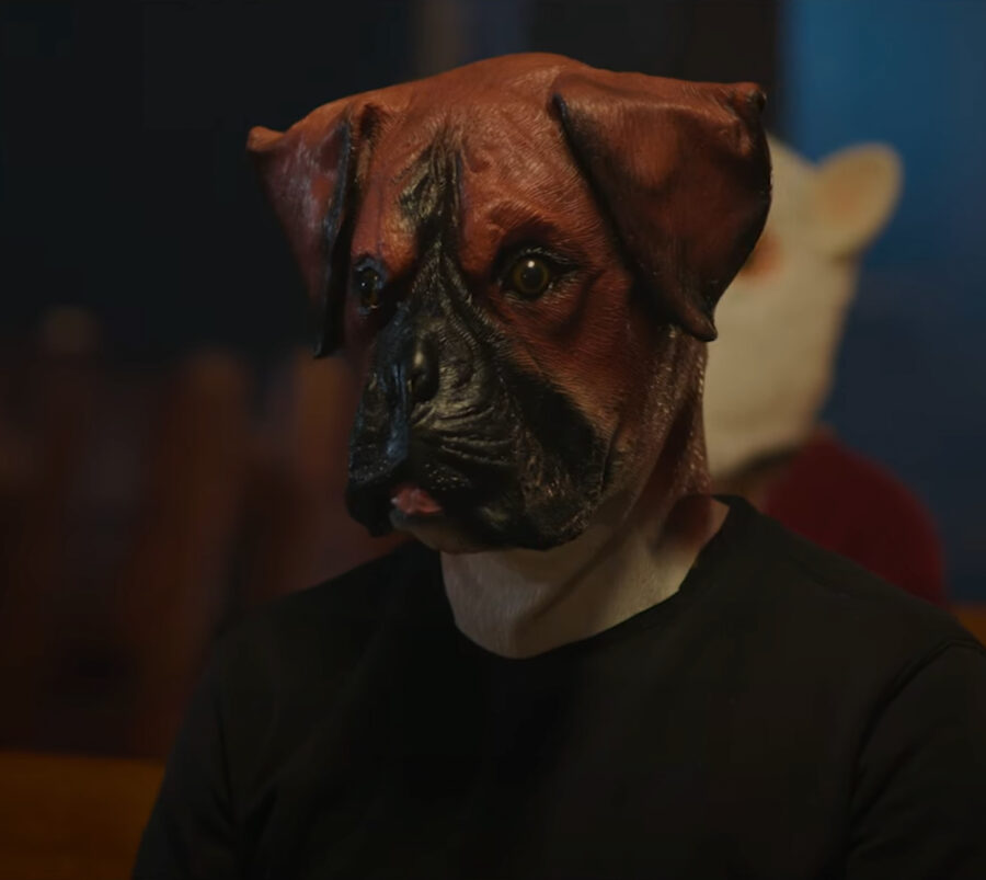 Boxer Dog Head Mask in Self-Help